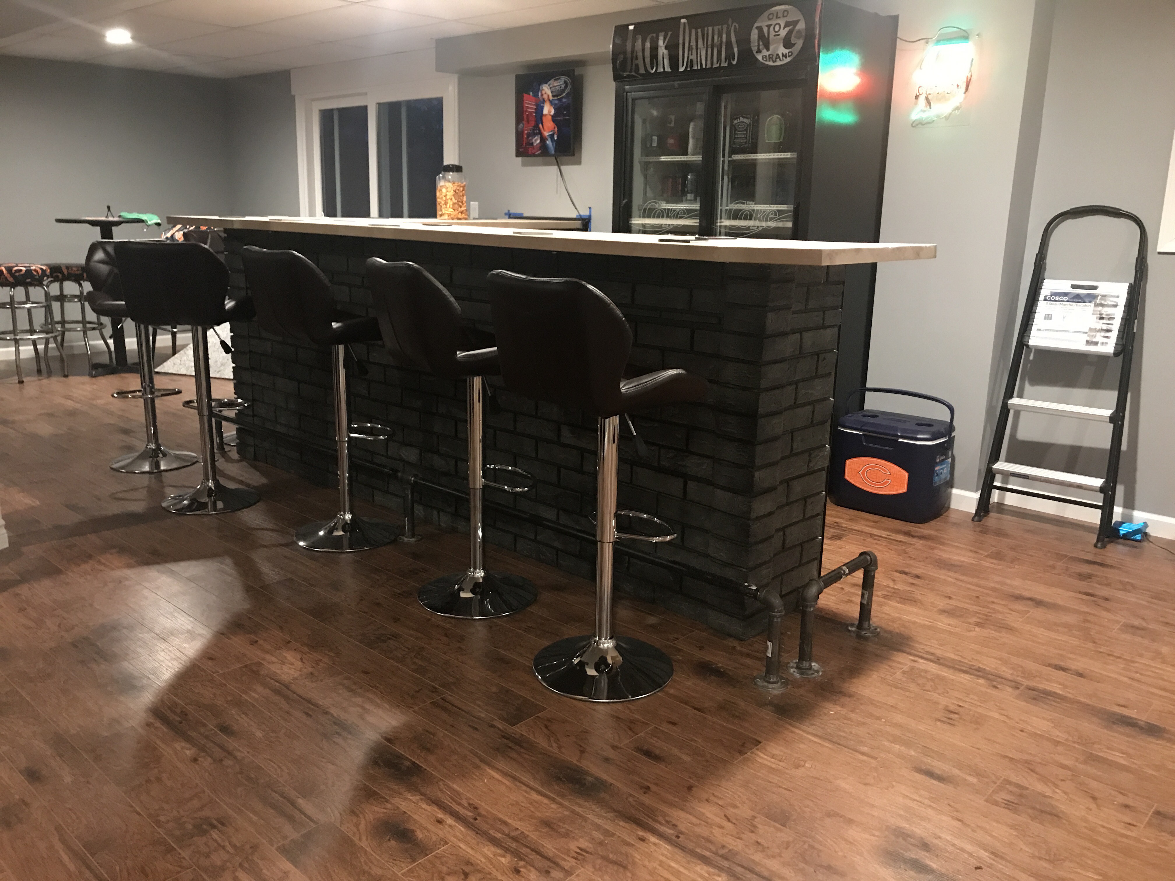 L Shaped Basement Bar Construction